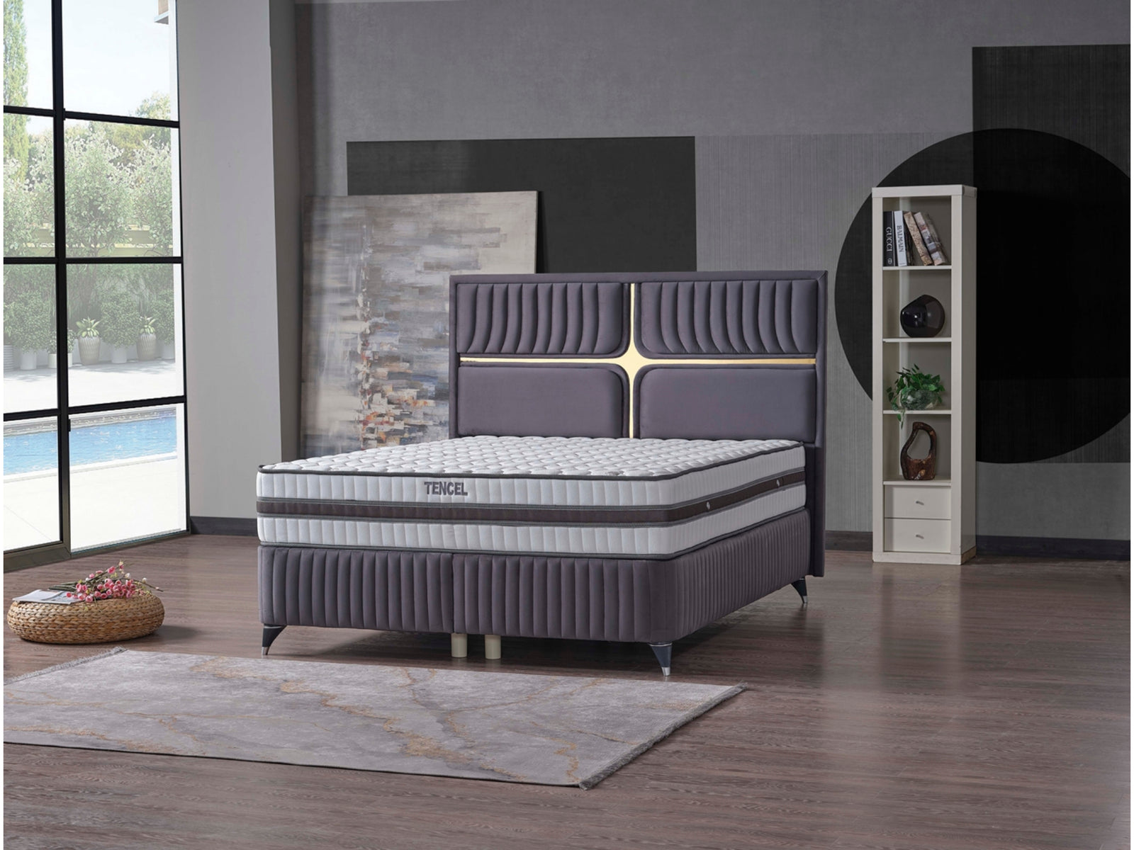 Akasya Storage Bed With Headboard Fume